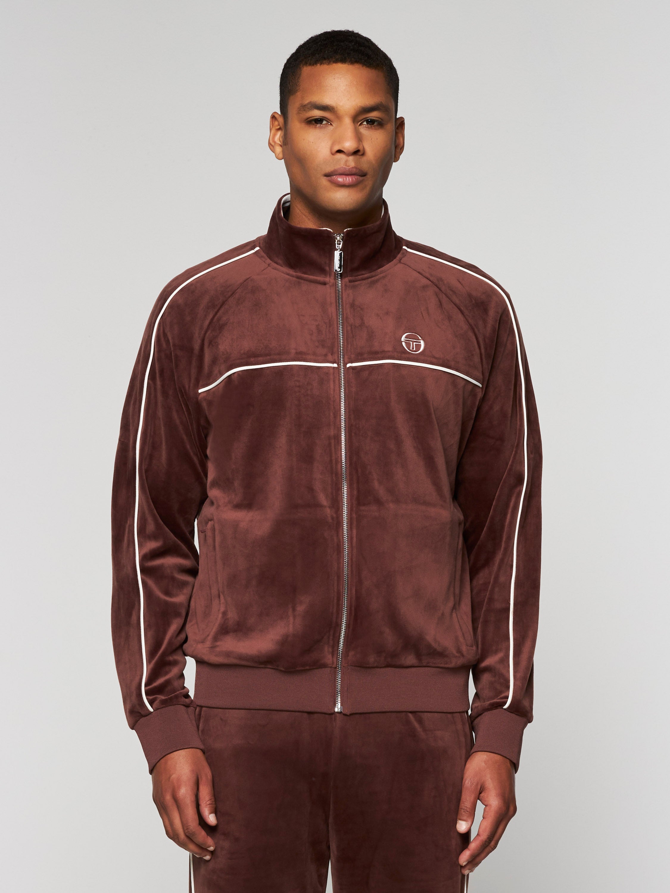 Lioni Velour Track Jacket- Deep Mahogany – Sergio Tacchini