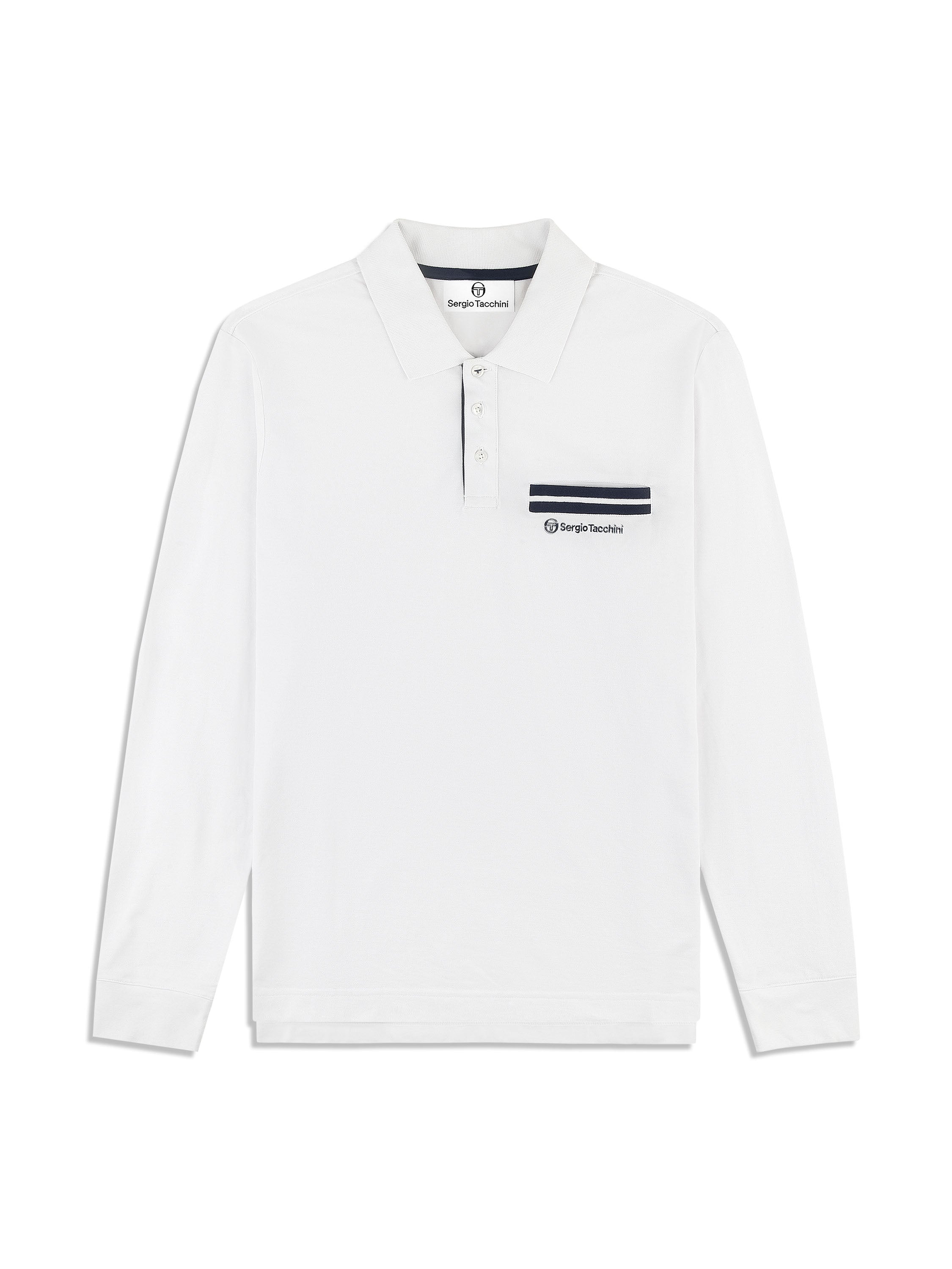 Dario Long Sleeve Polo- Brilliant White – Sergio Tacchini